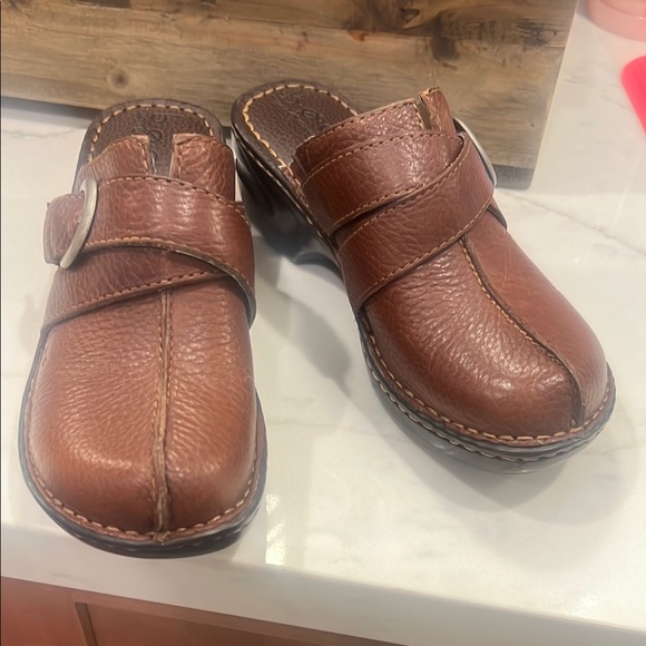 boc | Shoes | Brown Leather Clogs With Buckle | Poshmark